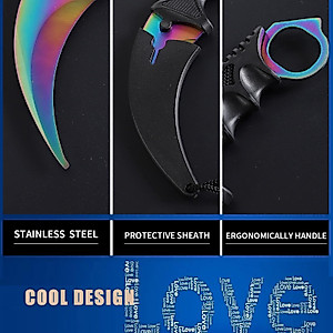 TOPOINT Karambit Knife, Stainless Steel Fixed Blade with Sheath and Cord Knife CS-GO for Hunting Camping and Field Survival