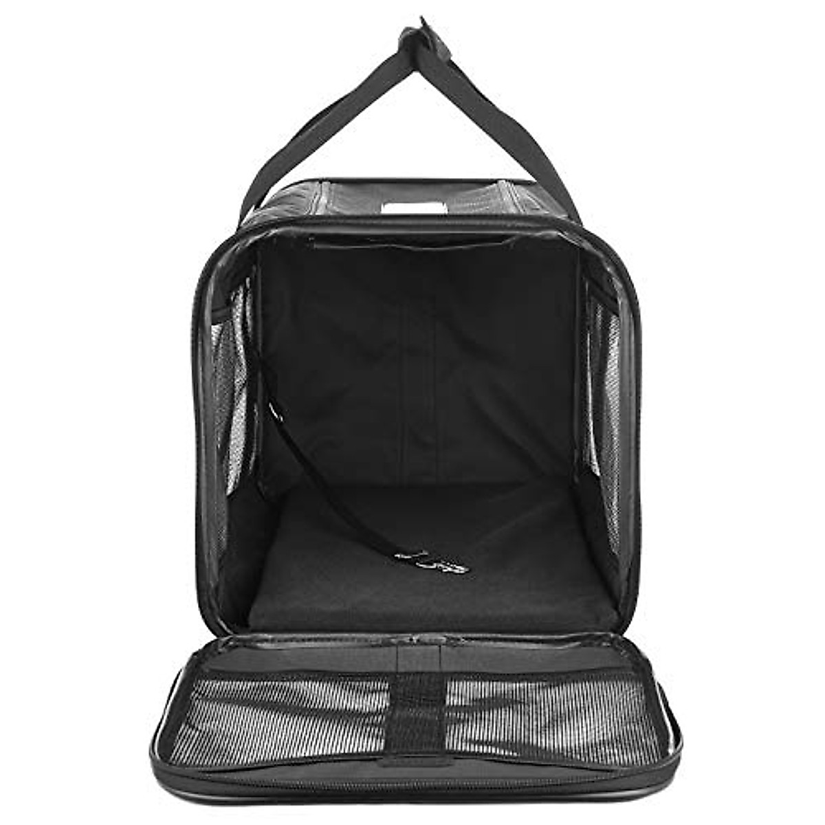 ScratchMe Pet Travel Carrier Soft Sided Portable Bag for Cats and Small Dogs, Collapsible, Durable, Airline Approved, Travel Friendly, Carry Your Pet with Safely and Comfortably, Black Large