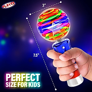 Light Up Magic Ball Toy Wand for Kids - Sensory Lights Spin Toy- Rotating Flashing LED Spinning Wand for Boys and Girls - Autism Toys for Kids - Thrilling Spinning Light Show - Birthday Party Favor