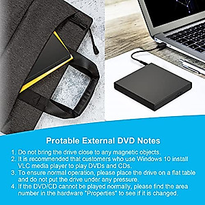 Blingco External CD DVD Drive, USB 2.0 Slim Protable External CD-RW Drive DVD-RW Burner Writer Player for Laptop Notebook PC Desktop Computer, Black