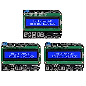 QCCAN 3pcs 1602 LCD Keypad Shield LCD1602 LCD 1602 Module Display Blue Screen for Arduino Duemilanove Robot