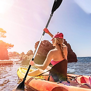 Overmont Kayak Paddle 230cm/90.5in Heavy Duty Aluminum Alloy Lightweight Boating Oar for Inflatable Kayaks with Paddle Leash