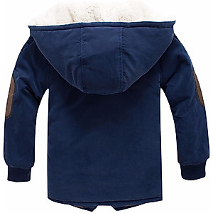 EISHOW Clearance Kids Boys Warm Thick Jackets Hooded Cotton Fleece Parka Coat Children Winter Zipper Outerwear (Navy, 4-5 years)