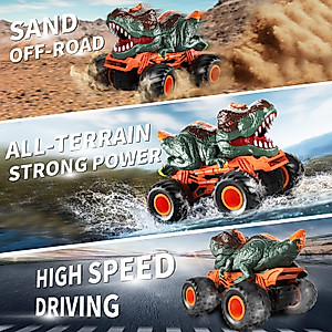 Bennol Remote Control Dinosaur Car Trucks Toys for Kids Boys 3-5 4-7 8-12, 2.4GHz RC Dino Car Toys Gifts for 3 4 5 6 Year Old Boys Kids, Indoor Outdoor RC Car Dinosaur Toys for Kids 3-5 4-7 5-7 8-12