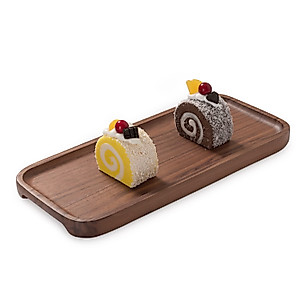 Insunen Walnut Serving Tray Platter Rectangle, Natural Wood Trays for Food BBQ Party Buffet Dessert Appetizer, Small Wooden Trays for Fruits Cookie Bread (11.8X5in)