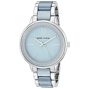 Anne Klein Women's AK/1413LBSV Silver-Tone and Light Blue Resin Bracelet Watch