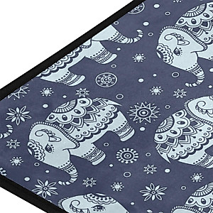 MOYYO Kitchen Mat Ethnic Indian Tribal Cute Elephant Kitchen Rug Mat Anti-Fatigue Comfort Floor Mat Non Slip Oil Stain Resistant Easy to Clean Kitchen Rug Bath Rug Carpet for Indoor Outdoor Doormat
