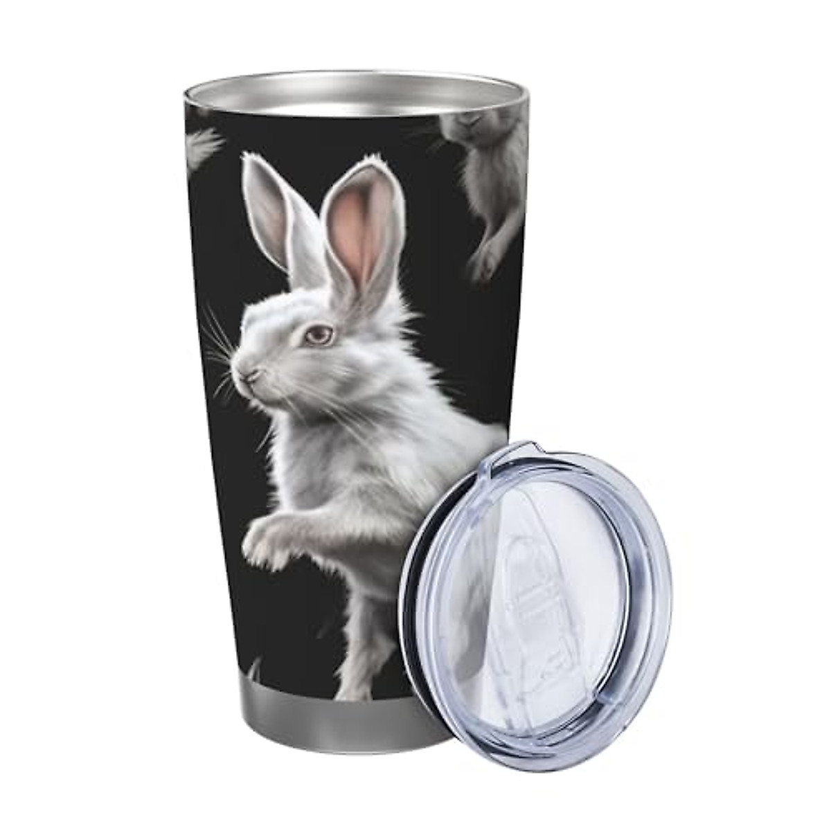 EKPRAVDKTF Bunny Rabbit 20oz Insulated Stainless Steel Tumbler With Lids And Straws, Double Wall Vacuum Travel Coffee Mug, Thermal Cup For Cold & Hot Drinks, Reusable Metal Straw & Brush