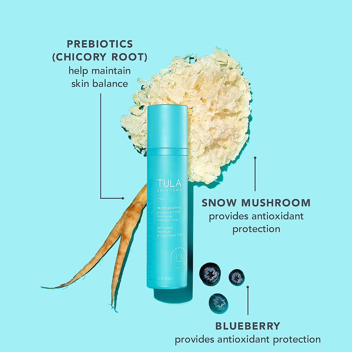 TULA Skin Care Secret Solution Pro-Glycolic 10% pH Resurfacing Toner - Face Toner to Gently Exfoliate and Hydrate Skin, with Proprietary Blend of Probiotics and Glycolic Acid, 2.7 oz.