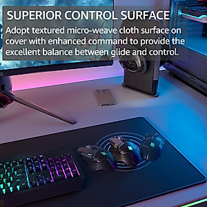 KTRIO Large Gaming Mouse Pad with Stitched Edges, Extended Mousepad with Superior Micro-Weave Cloth, Non-Slip Base, Water Resist Keyboard Pad, Desk Mat for Gamer, Office & Home, 31.5 x 11.8 in, Black