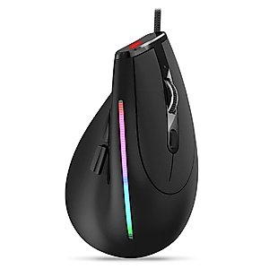 TRELC RGB Gaming Mouse, Ergonomic Mouse with 12800 DPI/9 Programmable Buttons, On-Board Memory, Lightweight Vertical Optical Gaming Mice Wired for Windows/PC/Laptop/E-Sports/Gamer (Black)