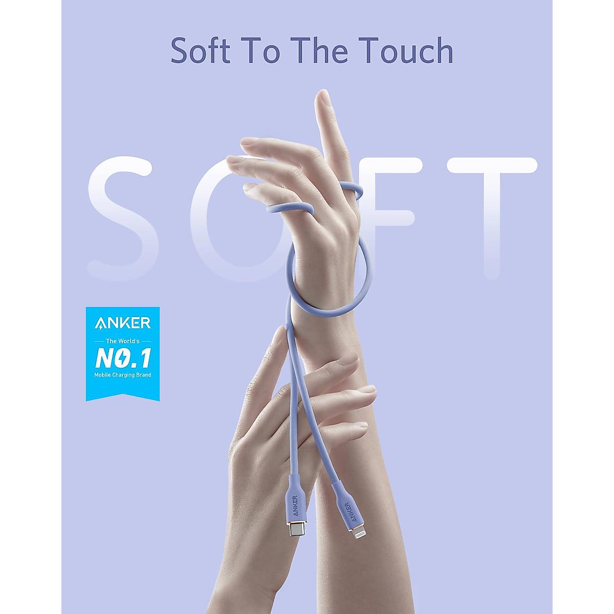 Anker USB-C to Lightning Cable, 641 Cable (Lavender Grey, 6ft), MFi Certified, Powerline III Flow Silicone Fast Charging Cable for iPhone 13 13 Pro 12 11 X XS XR 8 Plus (Charger Not Included)