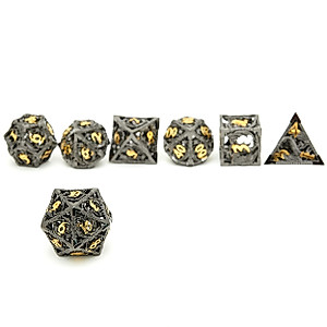 DND Dice Set Metal Dice Dungeons and Dragons Dice Gift Polyhedral Dice Set D&D Role Playing Dice D20 Hollow Polyhedral Dice Set for Dungeons and Dragons RPG MTG Table Games