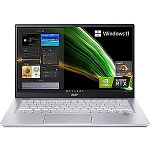 acer Swift X Laptop, 14" FHD, AMD Ryzen 5 5600U Processor(Beats Intel i7-1255U), NVIDIA RTX 3050, 8GB RAM, 512GB SSD, Fingerprint Reader, Wi-Fi 6, Backlit KB, College and Business Laptop, Win 11 Home