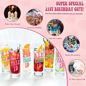 JUSTOTRY 21st Birthday Pink Shot Glass - RIP FAKE ID 21st Birthday Gifts for Her 2oz Shot Glass Best 21 Birthday Decorations Gifts Ideal for Women 21 Decorations