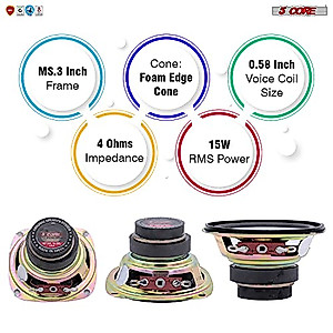 5 CORE 3 inch 5 Pieces Subwoofer Replacement DJ Speaker Sub Woofer Loudspeaker Wide Range Loud WF 3 inch DBL SQ 5pcs