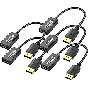 DisplayPort to HDMI Adapter 4K, 5-Pack, Display Port DP to HDMI Adapter Cable Male to Female Compatible with Computer, Monitor, TV, Projector (5, Black)