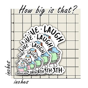 Miraki Live Laugh Toaster Bath Sticker, Mental Health Sticker, Cute Bread Sticker, Motivational Sticker, Water Assitant Die-Cut Vinyl Funny Decals for Laptop, Phone, Water Bottles, Kindle Sticker