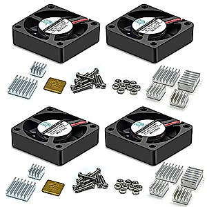 Raspberry Pi 4 Fan, iUniker Raspberry Pi Fan 30x30x7mm Brushless CPU Cooling Fan with Raspberry Pi Heatsink Sets for Raspberry Pi 4 Model B, 3 B+, Pi 3B, Pi 2 (4-Pack with Heatsinks)