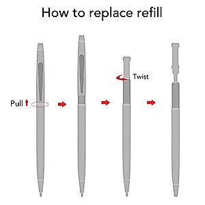 Unibene 6 Pack Silver Slim Mental Ballpoint Pens Medium Point(1 mm) - Black ink, Nice Gift for Business Office Students Teachers Wedding Christmas