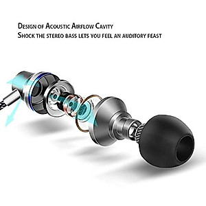 Gilroy Wired Headphones Earphones with Microphone and Volume Control Stereo Heavy Bass Sport in Ear Earbuds for Smart Phone Tablet Laptop Red