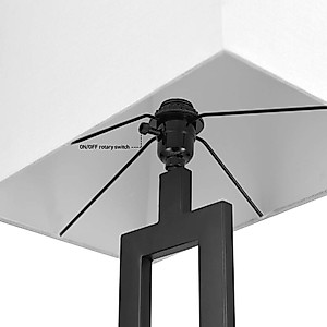 Globe Electric 67046 D'Alessio 58" Floor Lamp, Matte Black, White Linen Shade, On/Off Socket Rotary Switch