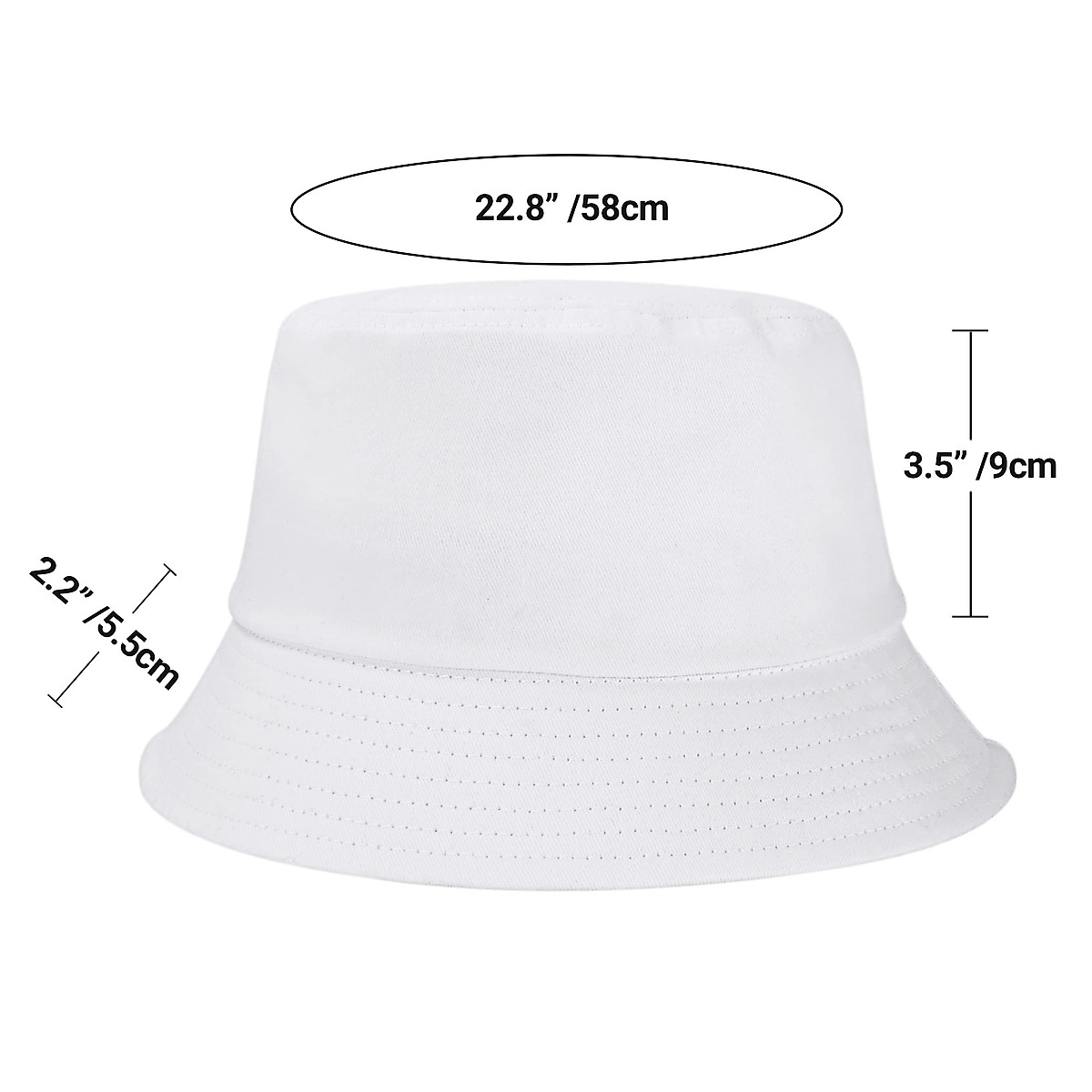 Umeepar Unisex Cotton Packable Bucket Hat Sun Hat Plain Colors for Men Women (1 Plain White)