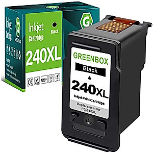 GREENBOX Remanufactured 240XL Black Ink Cartridge Replacement for Canon PG-240XL 240 XL for Canon PIXMA MG3620 TS5120 MX532 MX472 MX452 MG3522 MG2120 MG3520 MG3220 Printer (1 Black)