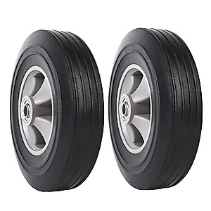 (2-Pack) AR-PRO 10" x 2.5" Flat Free Solid Rubber Tires and Wheel - 10 inch Solid Wheels with 5/8" Axles and 2.25 Offset Hub - Replacement Wheels for Hand Trucks Dolly and Wheelbarrows