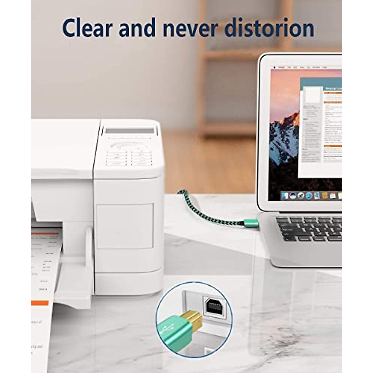 USB Printer Cable USB A to B Cable, 16 FT USB 2.0 B Cable Nylon Braided High-Speed Printer Cord Compatible with Hp, Canon, Brother, Samsung, Dell, Epson, Lexmark, Xerox