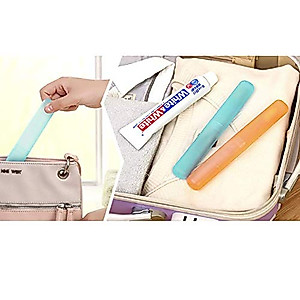 LASSUM 4 Pcs Colorful Plastic Toothbrush Case Portable Toothbrush Case Holder for Daily and Travel Use