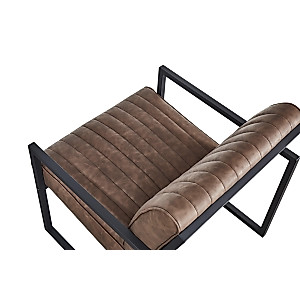 Brown Chairs, Living Room Accent Chair Armchair Leather Comfy Modern Home Furniture 25.98" L X 26.77" W X 29.53" H