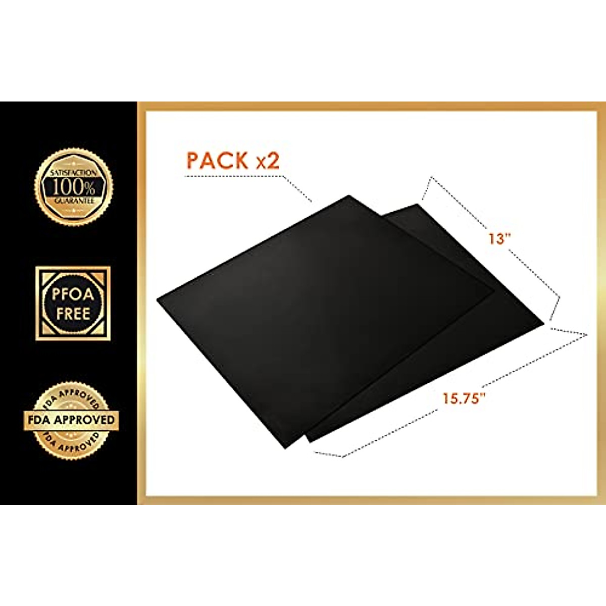 Grill Gods Grill Mat - Premium BBQ Grill Mats - Non Stick Non Slip Cooking Mats (Set of 2) - Easy to Clean and Reusable Grilling Accessories - 15.75 x 13 Inches
