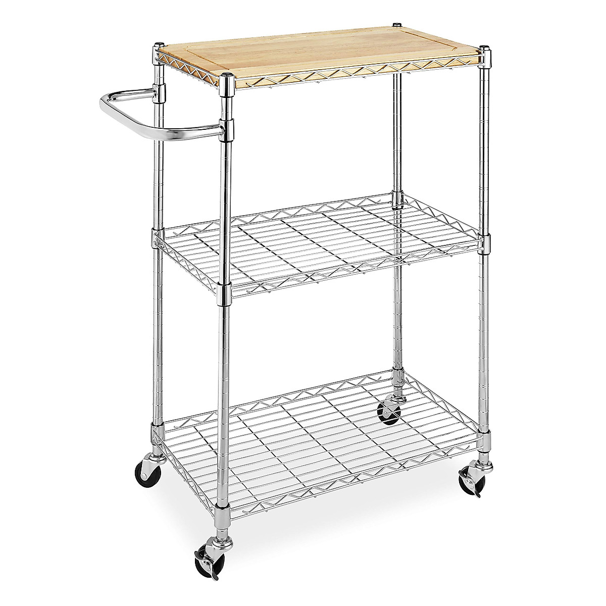 Whitmor Supreme Kitchen and Microwave Cart Wood & Chrome 13.25 x 27.5 x 33.5 inches