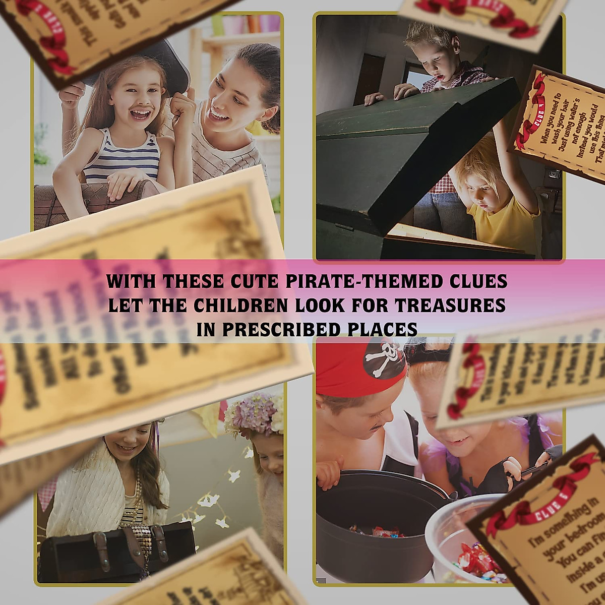 shupai Indoor Treasure Hunt Game (24 Cards with Envelopes), Pirate Scavenger Hunt for Teenagers, Birthday Events, Party Games(XBK008E)