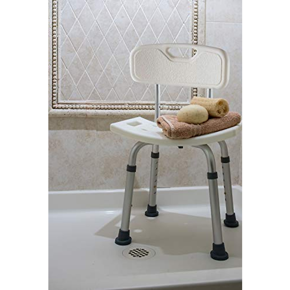 Dr. Kay's Adjustable Height Bath and Shower Chair Shower Bench with Backrest