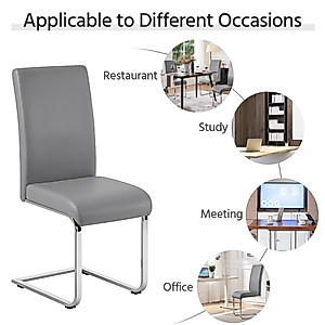 Yaheetech 6PCS Kitchen Chairs High Back Modern Leather Living Room Chair with Metal Frame, Light Gray