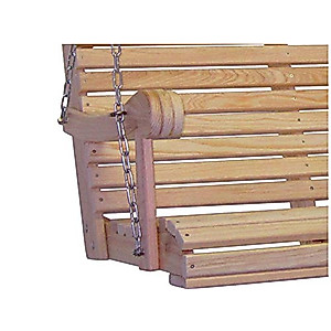 Ecommersify Inc 4 Feet Ft Made in The USA Cypress Lumber Roll Back Porch Swing with Rot-Resistant Cypress Eternal Wood. Stainless Steel Fasteners