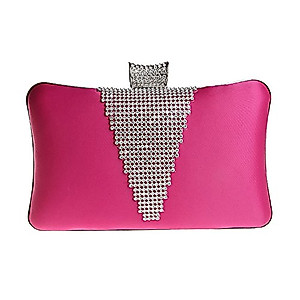 Snowskite Women's Luxury Crystals Beaded Wedding Evening Formal Cocktail Clutch Purse Bag Fuchsia