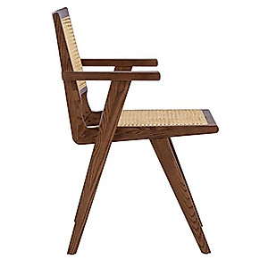 SAFAVIEH Couture Home Collection Hattie Walnut/Natural French Cane Living Room Dining Arm Chair (Set of 2) SFV4115D-SET2