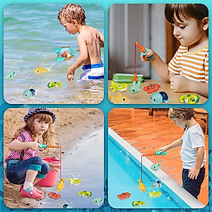 Niwoed Bath Toys Fishing Games with Fish Net, Bathtub Baby Bath Toys for Toddlers 1-3, Swimming Pool Water Toys for 1 2 3 4 5 Years Old Boys Girls, Bath Toys for Kids Ages 4-8 Birthday Gifts