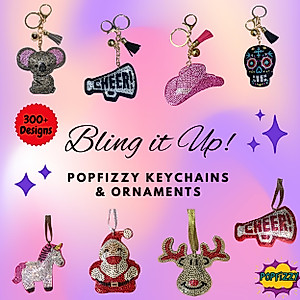 Popfizzy Bling Pink Pickleball Keychain for Women, Rhinestone Pickleball Backpack Keychain for Girls, Fun Pickleball Gifts