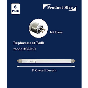 Dameiol 32050 F6T5/BL Replacement Bulbs,9''Length,6W T5 Fluorescent Light Tube,Compatible Replacement for Dyna/Trap DT2000XL,DT2000XLP and DT3012(6 Pack)
