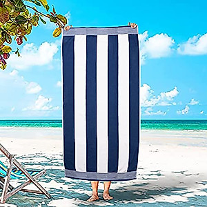 Terry Cabana 100% Cotton Bath Towels, Quick Dry Set of 6 Pack, (30" x 60")- Cabana Stripe - Microfiber Large Towel for Pool, Bath, Sport, Yoga, Camping, Swimming, Highly Absorbent, Light Weight & Soft