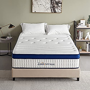 Zeelovtress King Mattress, 14 Inch Hybrid King Size Mattress in a Box Cooling Gel Memory Foam Pillow Top Plush with Soft Tencel Cover Pocket-Coil Medium Firm, CertiPUR & Oeko-TEX Certified