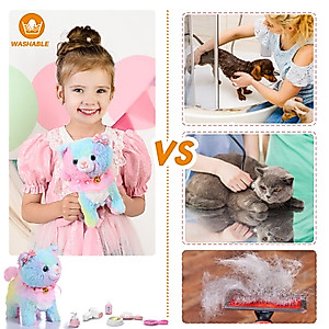 Volunna Remote Control Electronic Plush Cat Toy Pet for Girls Kids Interactive Toys, Walks, Barks, Pretend Dress Up Realistic Stuffed Animal for Age 3 4 5+ Years Old Best Gift (Cat-Colourful)