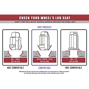 Wheel Accessories Parts Set of ATV/UTV 16 Black 12x1.5 Lug Nuts 1.38" Long for Car Small Diameter Bulge Acorn Spline Lug Nuts Cone Seat Locking with Key (M12 x 1.5, Black)