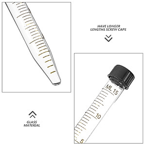 TEHAUX Conical Centrifuge Tubes, 10PCS 15ml Leak- Proof Sterile with Screw Cap Graduated Glass Vial Tube Test Container