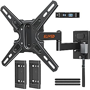 ELIVED Lockable RV TV Mount for Most 13-43 Inch TVs, RV TV Wall Mount Swivel and Tilt for Camper Trailer Motorhome, Detachable TV Bracket with Double Wall Plates, Max VESA 200x200mm, up to 22LBS