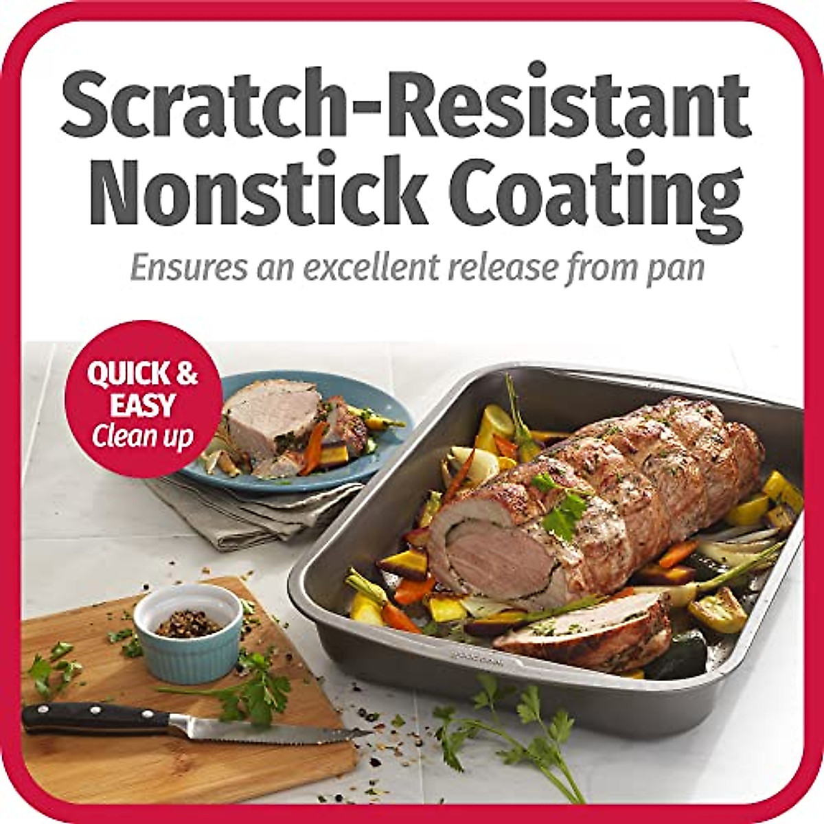 Goodcook 04048 Metal Utensil Nonstick Roast Pan, Easy Clean Dishwasher Safe, 11.5 Inch x 15.5, Silver